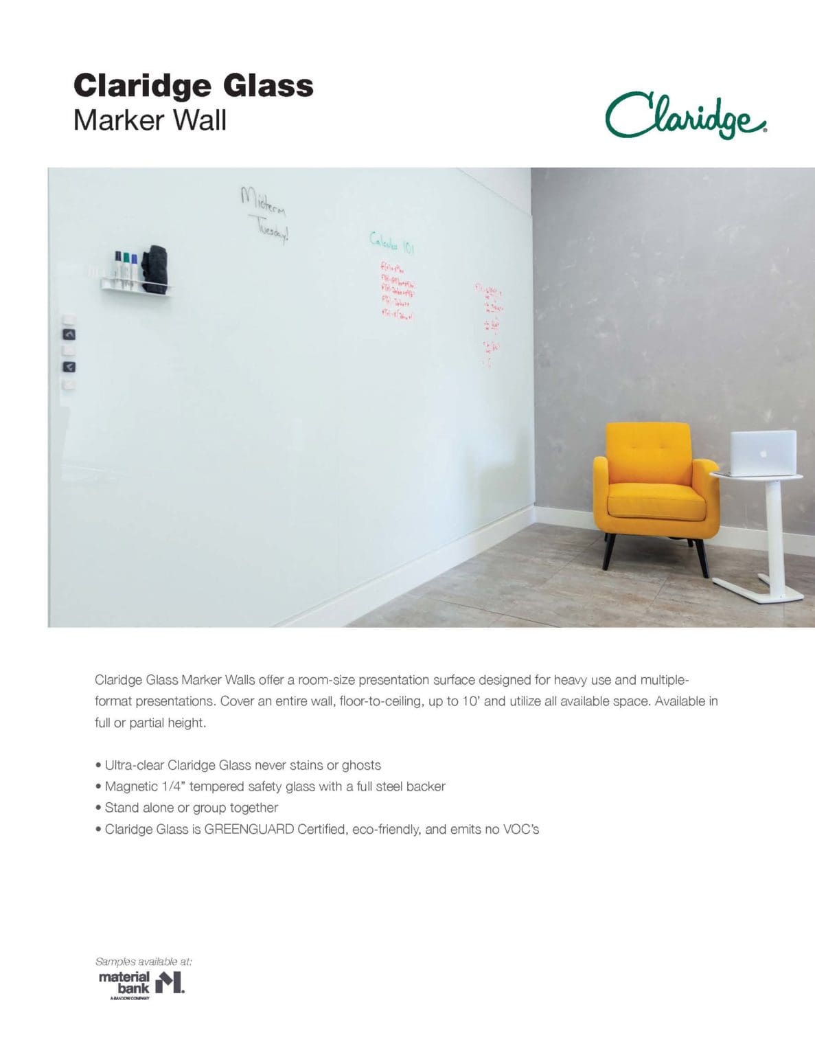 Glass Marker Wall System - Claridge Products